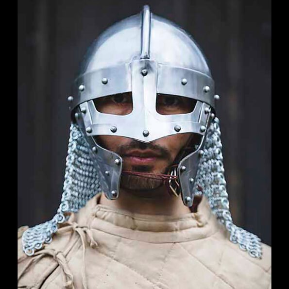 Viking Raven Helmet With Chainmail Silver Finish - uketsyshop.com