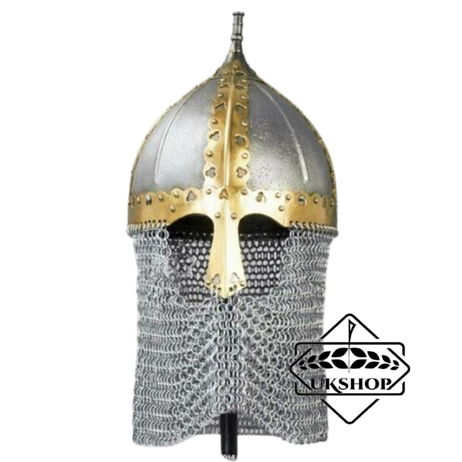 Medieval Boyar Helmet 18G Steel with Chainmail - uketsyshop.com