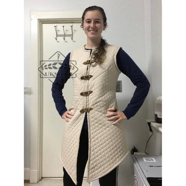 Medieval Costume Thick Padded Gambeson Sleeve Less Jacket Aketon Coat ...