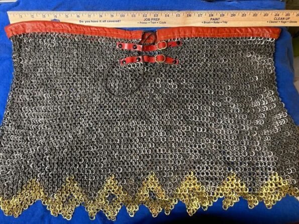 Titanium Chainmail Skirt, 9MM Flat Ring Dome Riveted with Two Brass Row ...