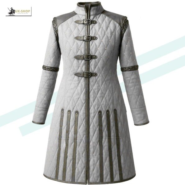 Medieval Padded Gambeson Costume Full Sleeve With Brown Leather Trim ...