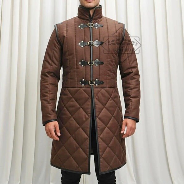 Medieval Linen Gambeson With Black Leather Trim - uketsyshop.com